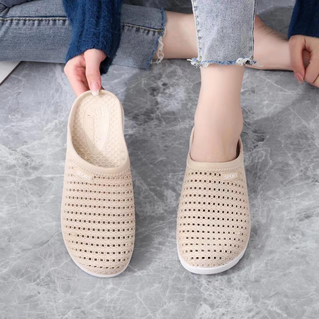 KOREAN Simple Fashion Women's Outdoor PVC Half Shoes Loafers | Shopee ...