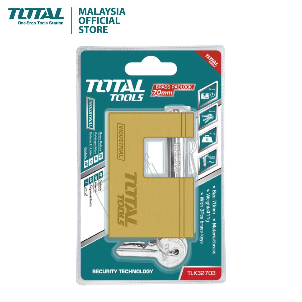 TOTAL Heavy Duty Brass Block Padlock - TLK32703 | Shopee Philippines