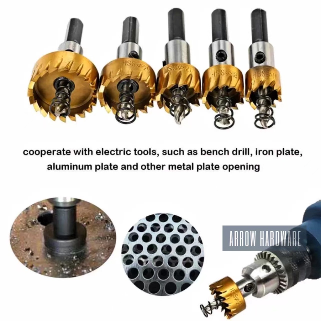 HSS Drill Bit Hole Saw Tooth Set Stainless Steel Metal Alloy Cutter 16 ...