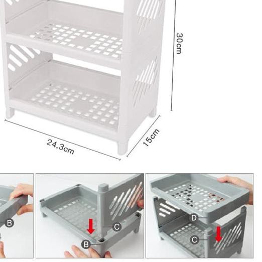 3-tier Multipurpose Mini Plastic Rack RT010 - Gray | Shopee Philippines