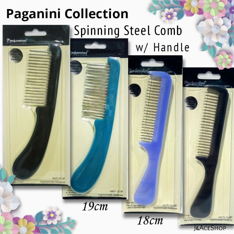 (JAS) Paganini Rotating Steel Pins Comb with Handle Suklay Brass Pin ...