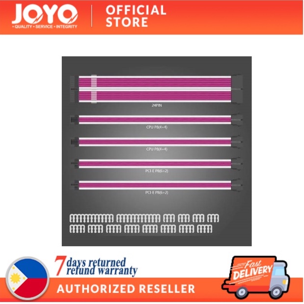 1STPLAYER STEAMPUNK PKW-001 PSU SLEEVED EXTENSION CABLE KIT (PINK/WHITE ...