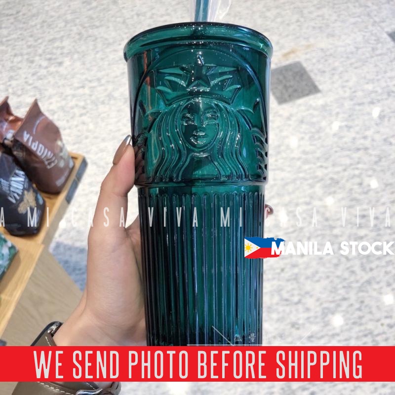 ON HAND Starbucks Dark green straw glass glass| VIVAMICASA | Shopee ...