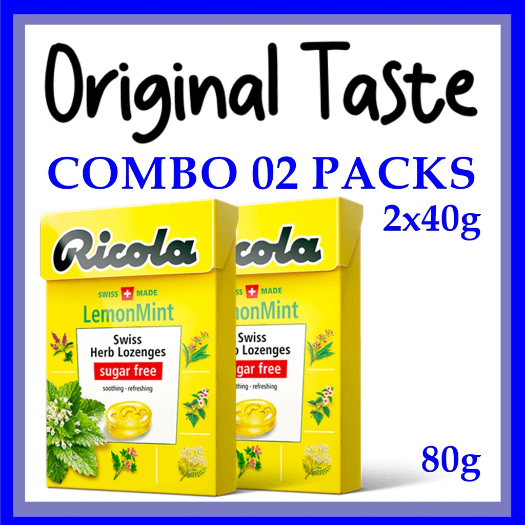 Ricola LEMON MINT Natural Herbal SUGAR FREE Candy 80g (2x40g) made in ...
