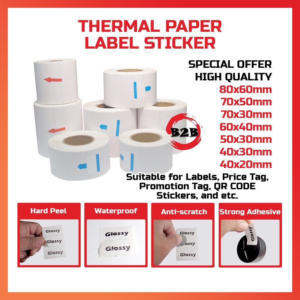 Thermal Barcode Sticker Paper Barcode Label 40x20 40x30 50x30 60x40 ...