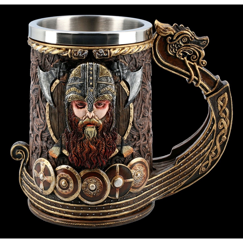 ۞ Medieval retro beer mug Viking wine glass creative 3D hand-painted ...