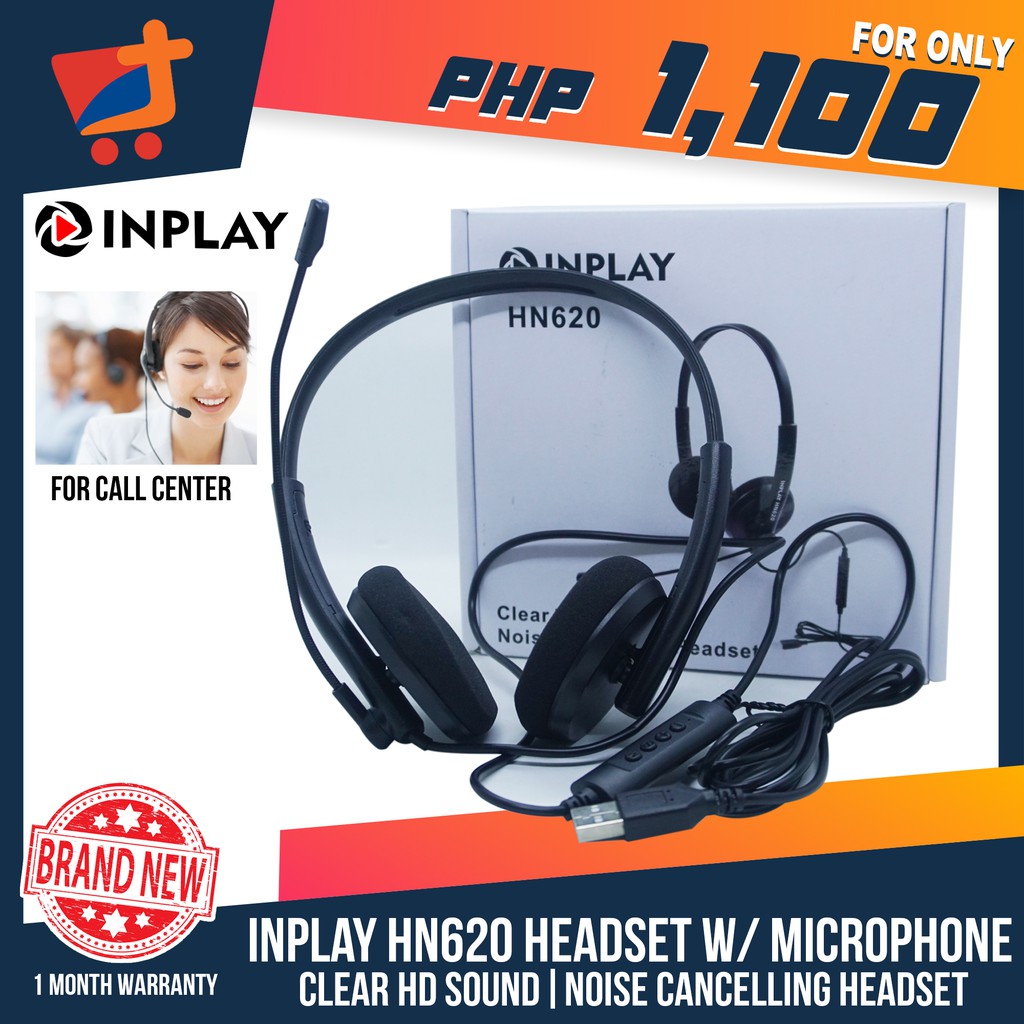 INPLAY HN620 HEADSET w/ Microphone Clear HD, Noise Cancelling Headset ...