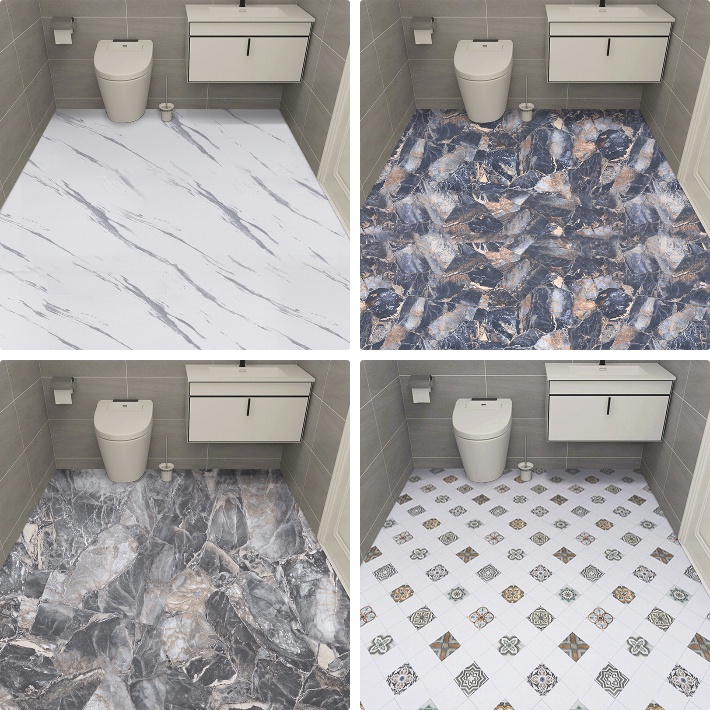 Toilet Floor Sticker Self Adhesive Bathroom Waterproof Wallpaper ...