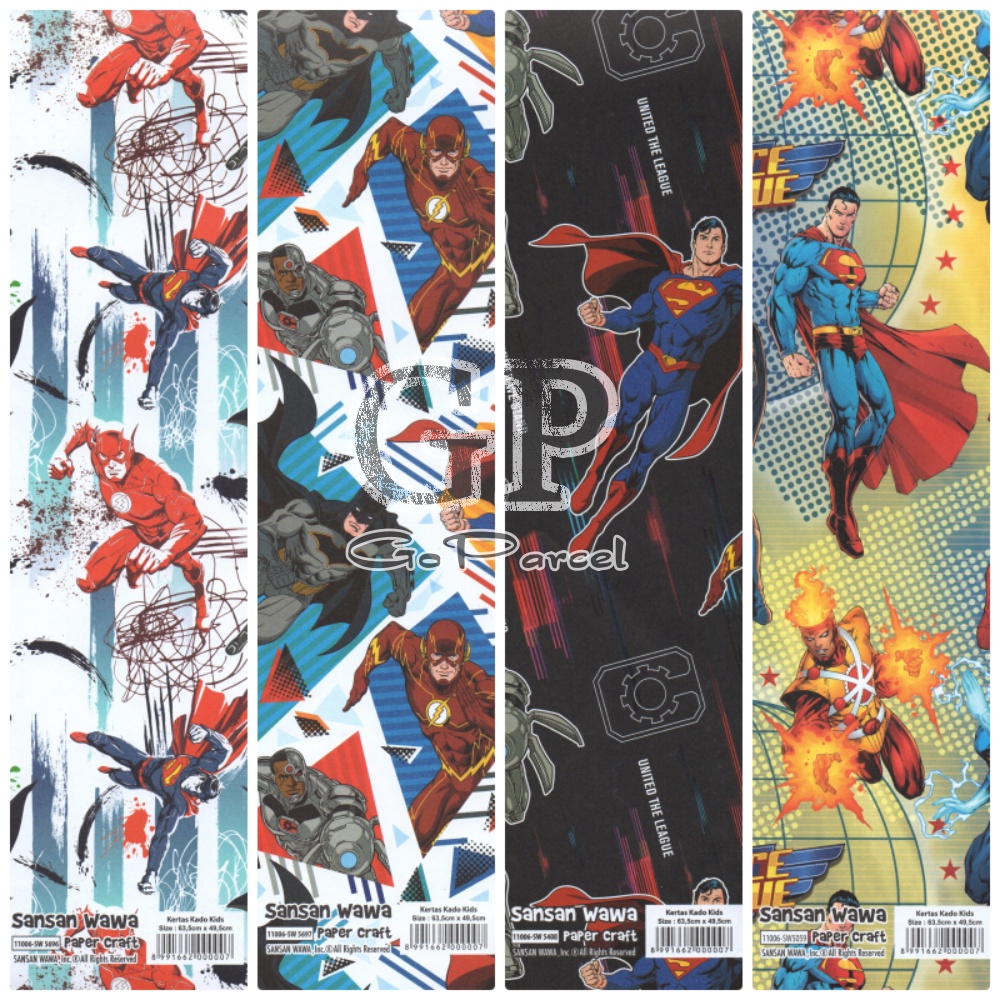 (5 Sheets) JUSTICE LEAGUE GIFT PAPER - GIFT WRAP PAPER SANSAN WAWA ...