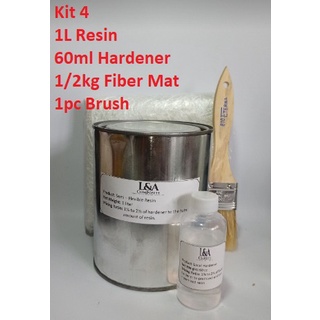 Fiberglass Resin 1Kg Variation Kit 1 - Kit 12 (O) 1L Resin, 60ml MEKP, 1/2kg CSM/WRC to choose ...
