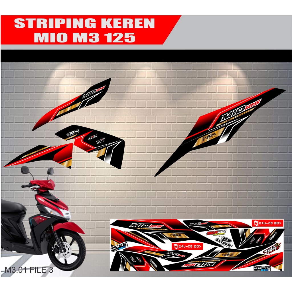 Striping Lis Stickers Mio M3/Mio Z/Mio 125 Years 2014 2015 2016 2017 ...