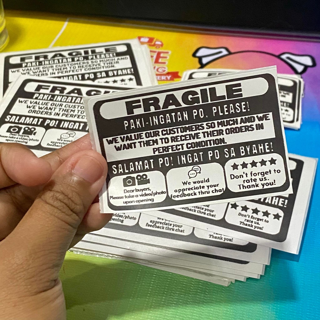 FRAGILE STICKER Sheets WATERPROOF Warning Label for parcels & boxes ...