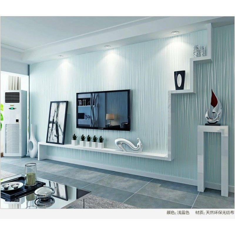 Plain Blue Wall Sticker WALLPAPER With Stripes Texture | Shopee Philippines