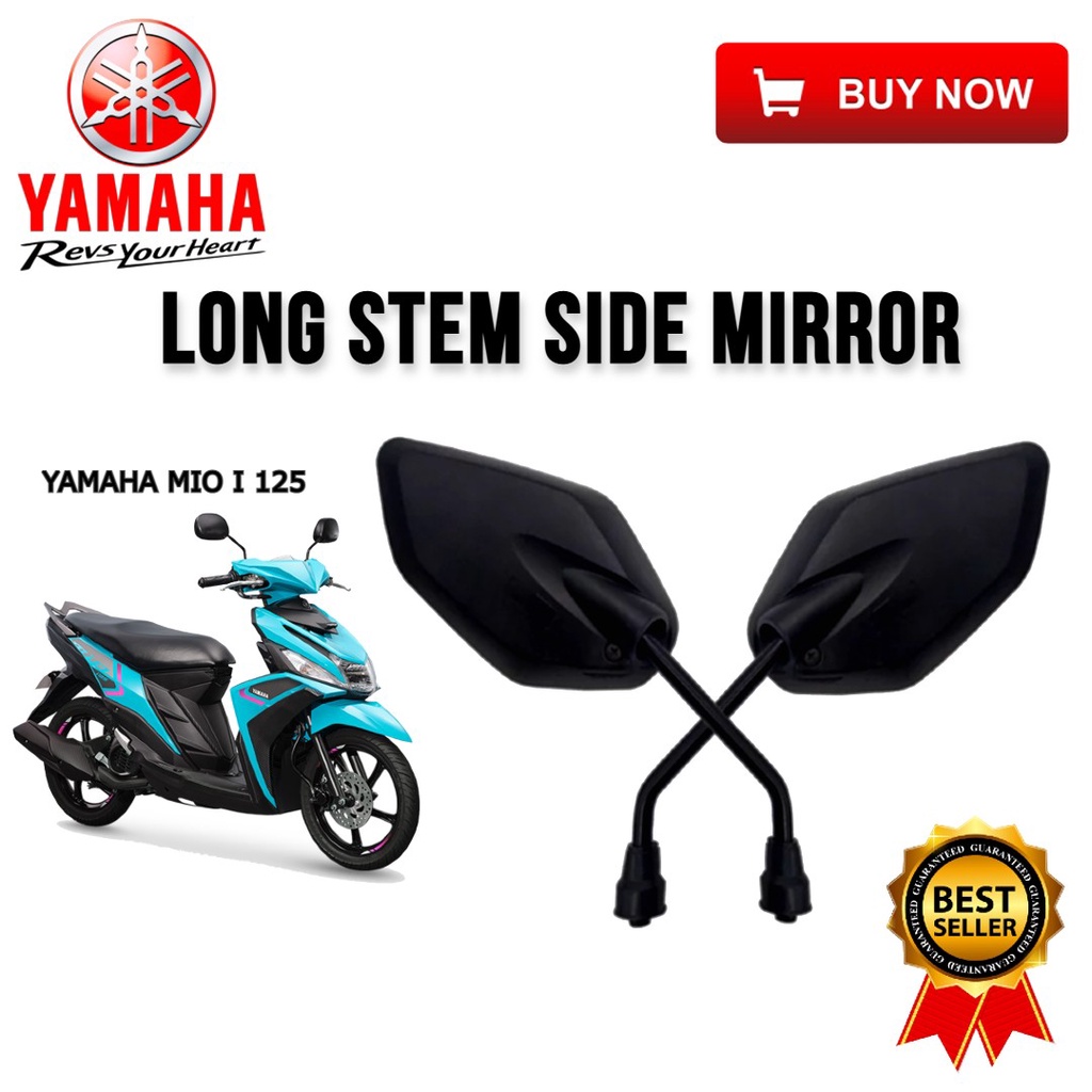YAMAHA MIO i 125 | MOTORCYLE YAMAHA 1 SIDE MIRROR LONG STEM BLACK BIG ...