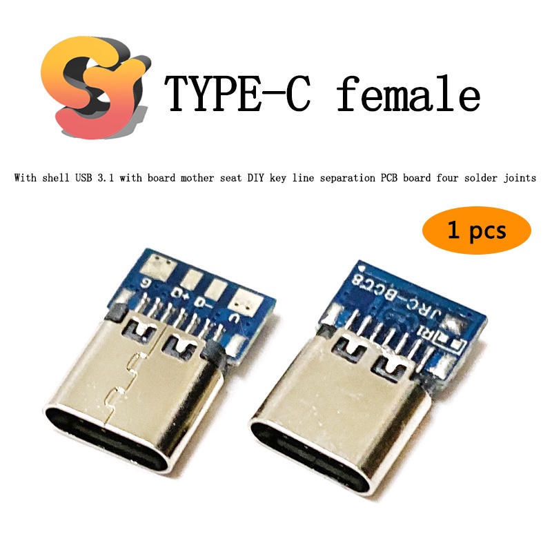 [Ready Stock Supply] 1pcs TYPE-C Female Head With Case USB 3.1 With ...