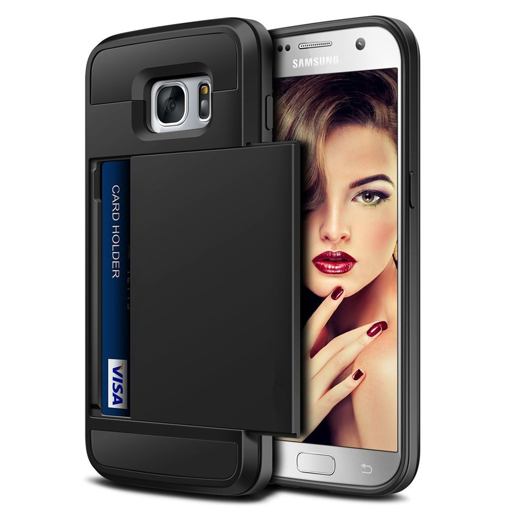 Samsung Galaxy S8 S9 S10 Plus Card Slider Wallet Card Holder Slot Case ...