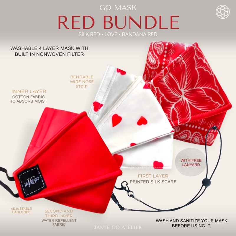 Go mask RED BUNDLE by Jamie Go Atelier | Shopee Philippines