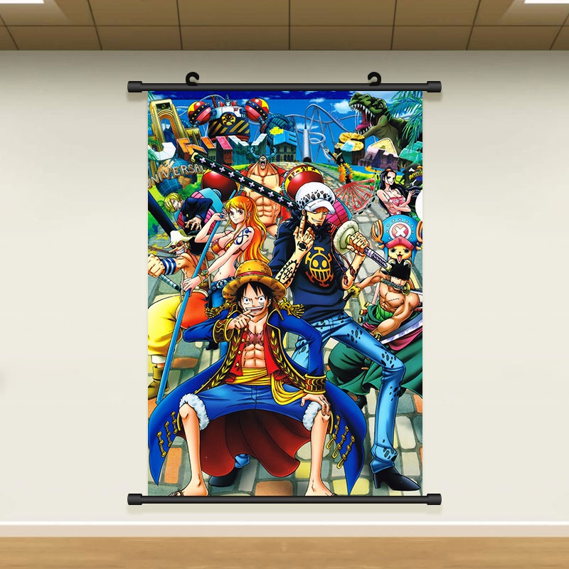 Anime One Piece Luffy Nami Law Fabric Wall Scroll poster cosplay Home ...