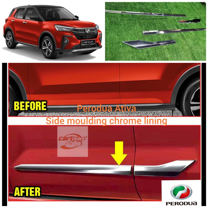 Perodua Ativa side body door moulding door trim chrome lining (4pcs ...