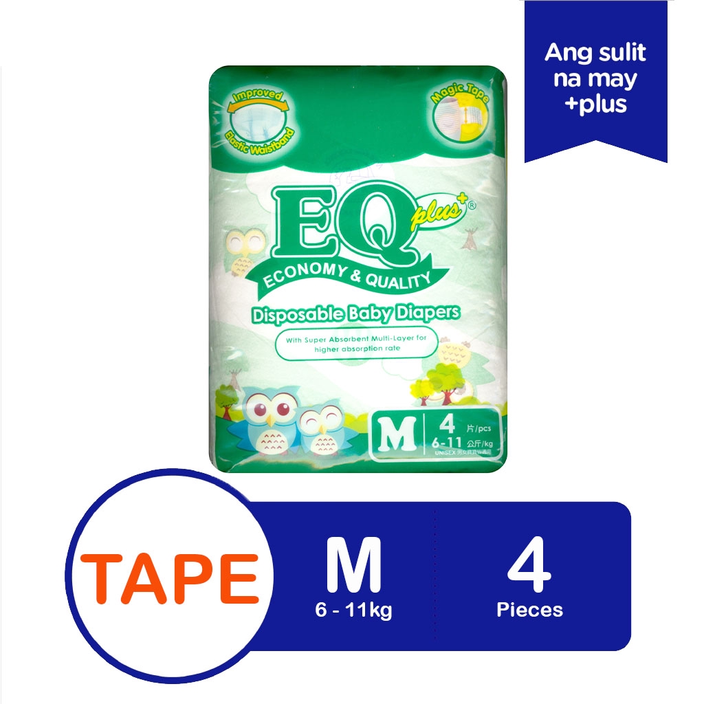 EQ Plus Mini Pack Medium 4's - Tape Baby Diapers | Shopee Philippines