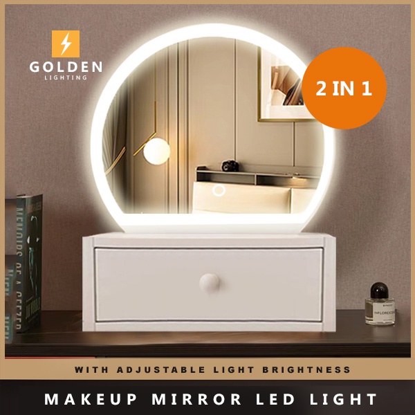 LED Vanity Mirror Face Make up Mirror Touch Control Lights Desktop ...