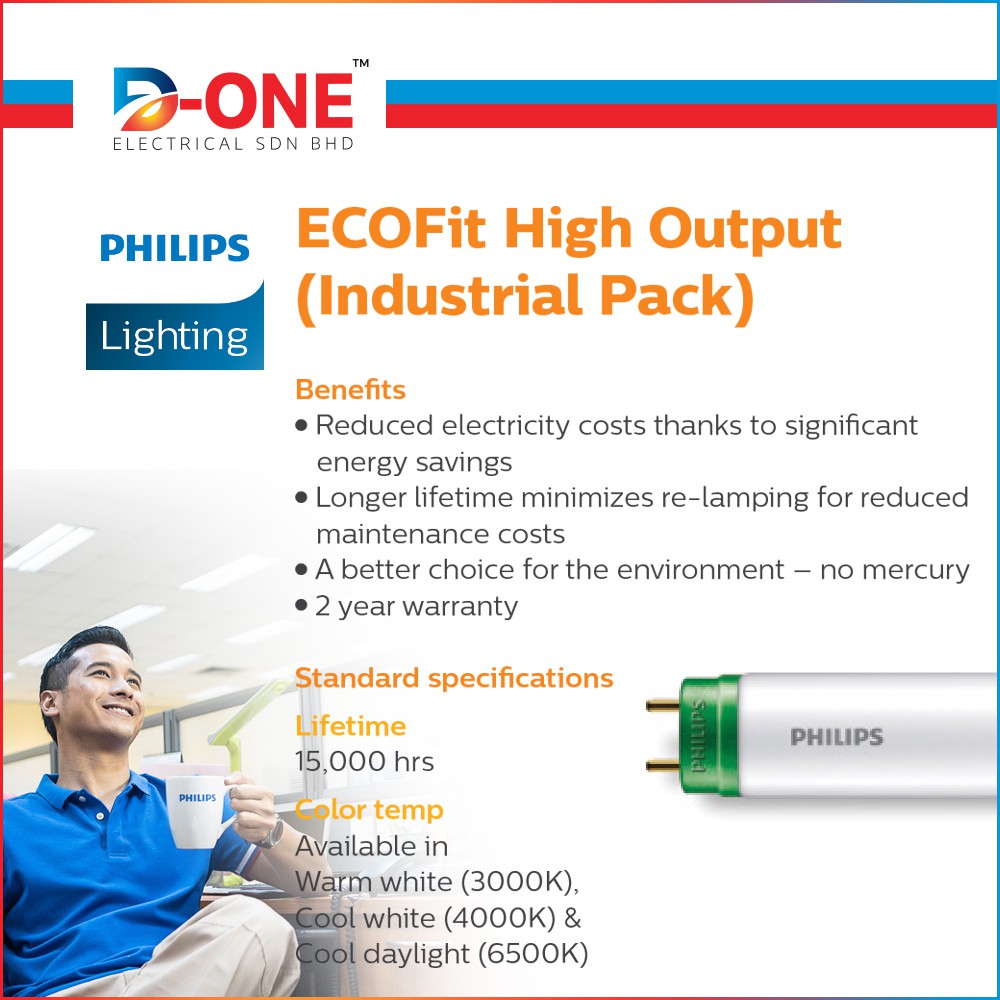 Philips LED Tubes - ECOFit T8 LED TUBE -High Output (Industrial Pack ...