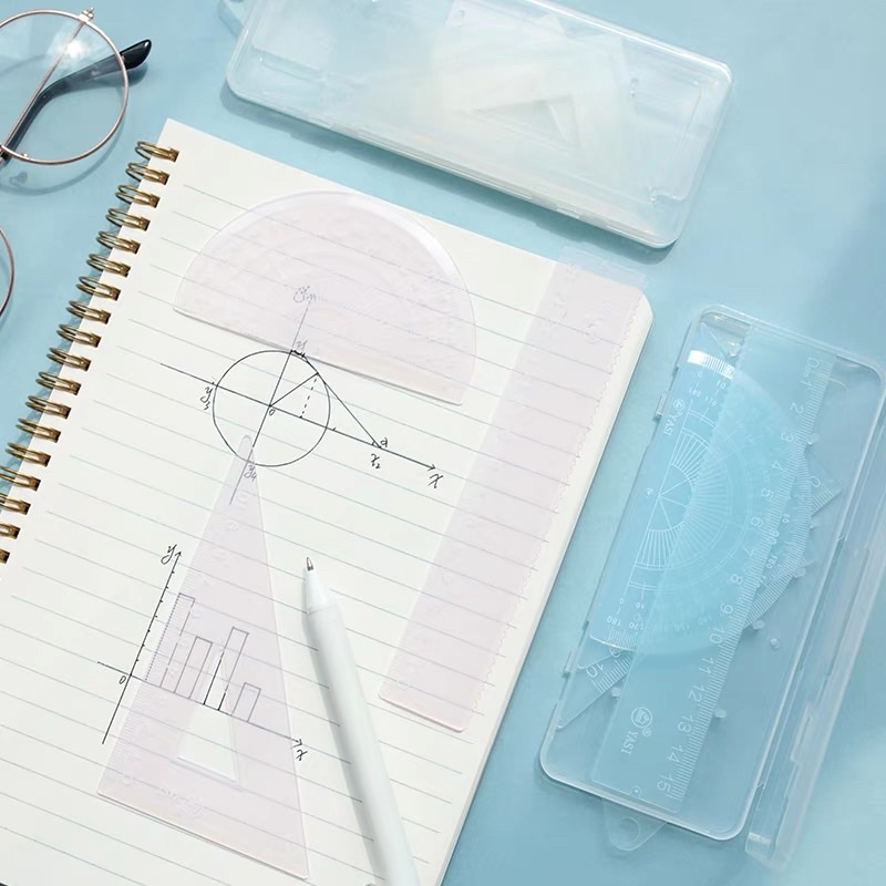 Minimalist Triangle, Ruler, Protractor Set with case (4PCS) | Shopee ...
