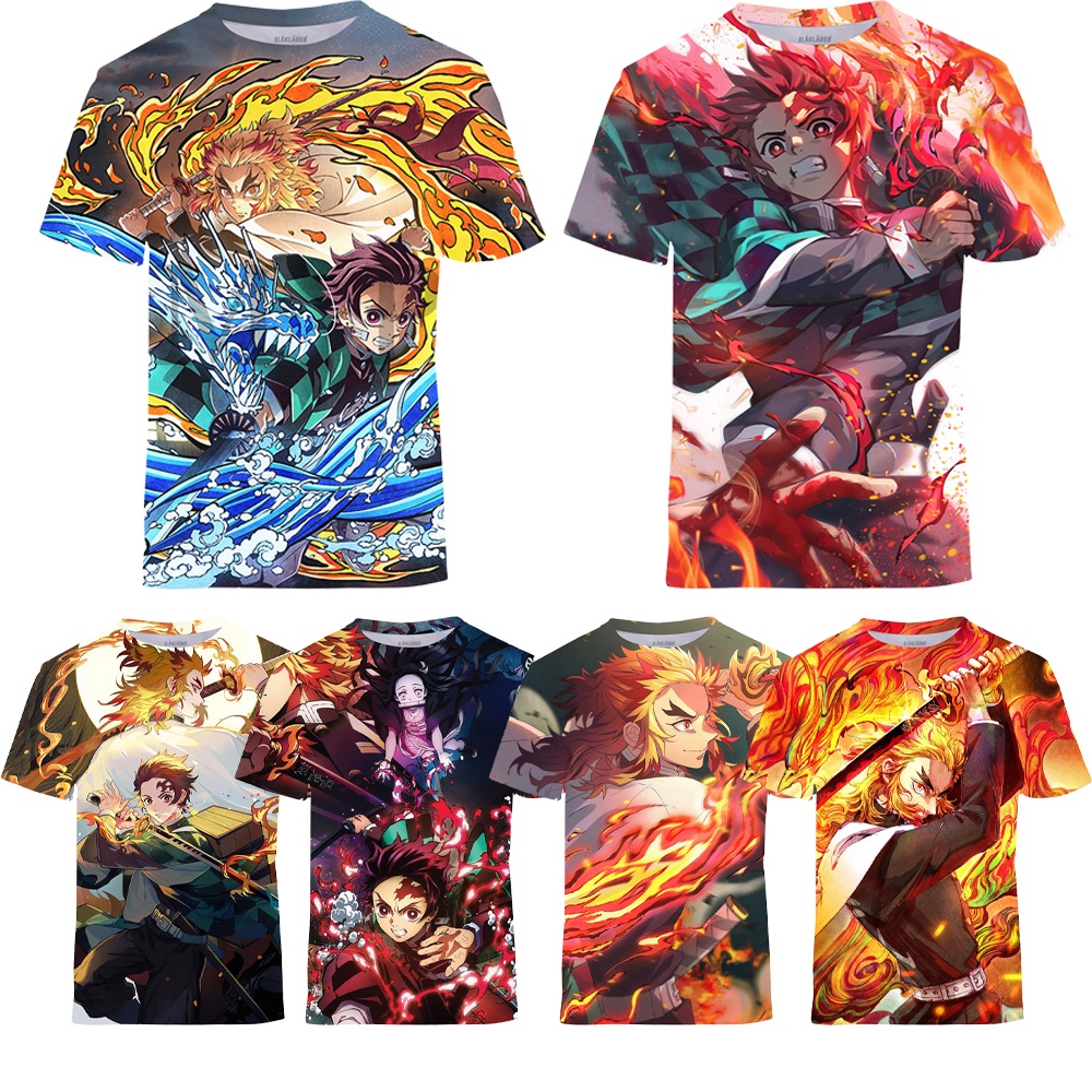 Men's Demon Slayer Crew Neck Tshirt Fashion Casual Shirt Japanese ...