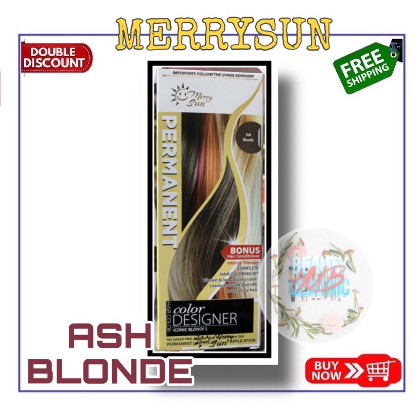 MERRY SUN LIGHT ASH BLONDE PERMANENT HAIR COLOR!!! | Shopee Philippines