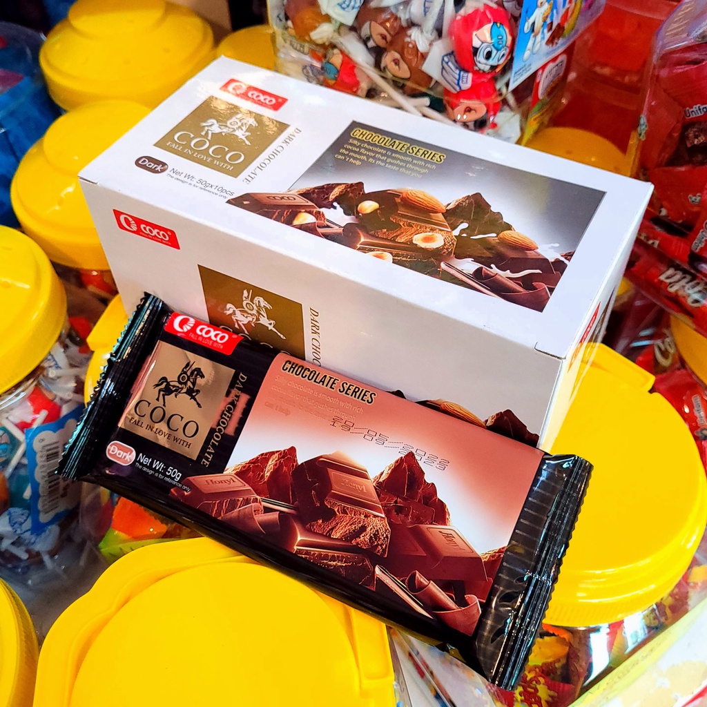 [BOX OF 10] COCO Dark Chocolate Bar 50g x 10 Pieces | Shopee Philippines