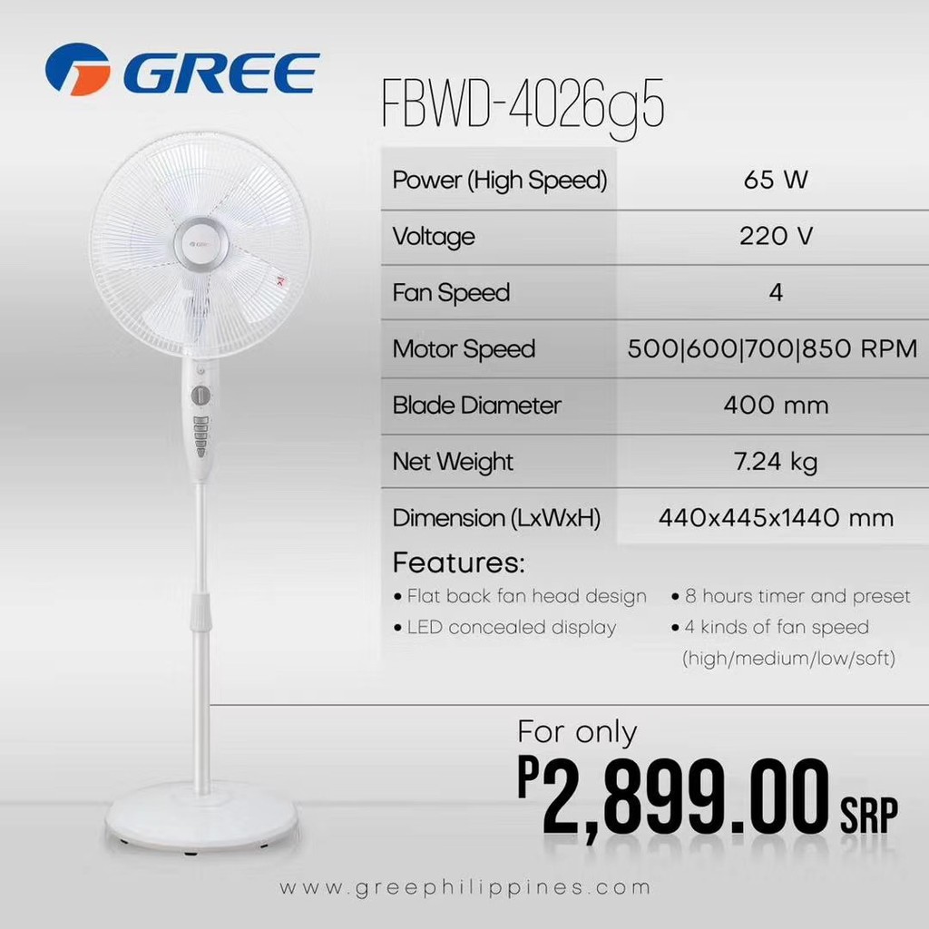 GREE FBWD-4026G5 STAND FAN | Shopee Philippines