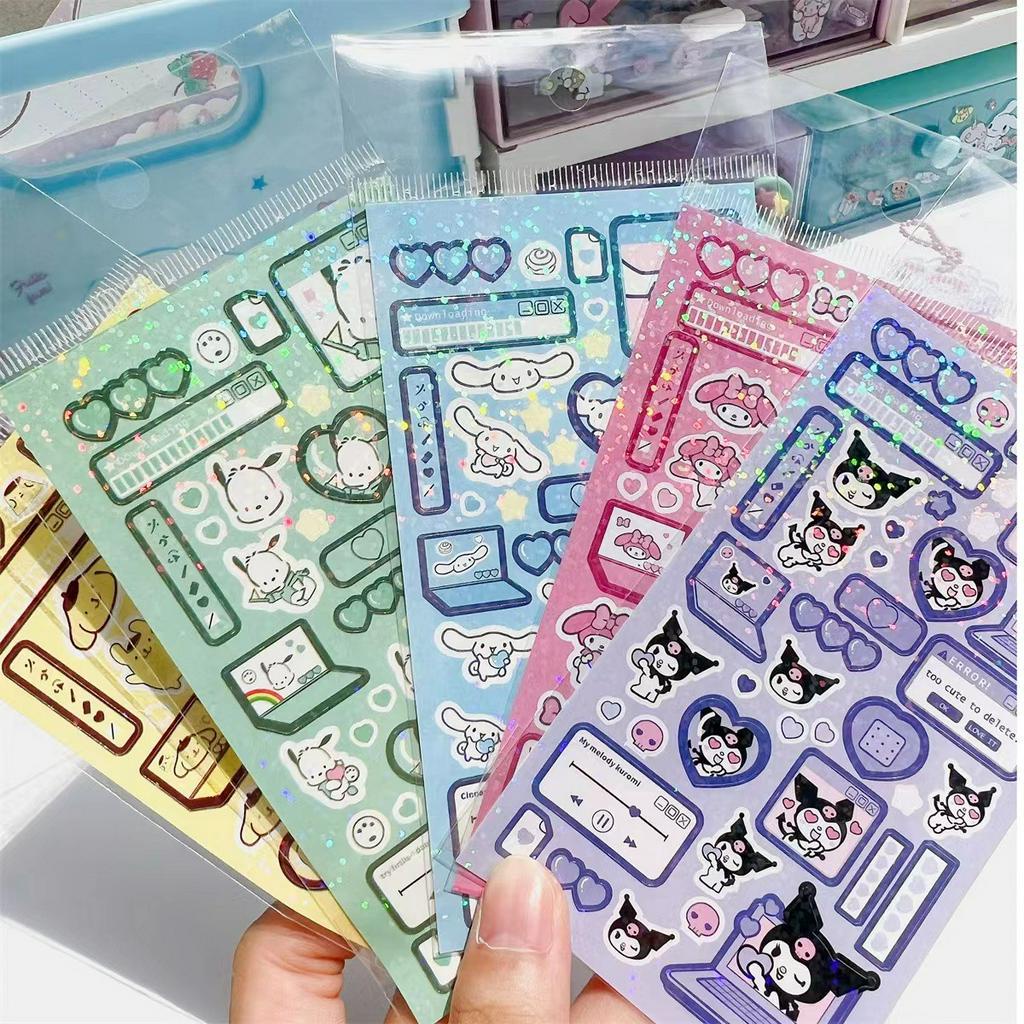 6 sheets/set Sanrio Laser Stickers Gooka Gooka Plate Cute Cartoon ...