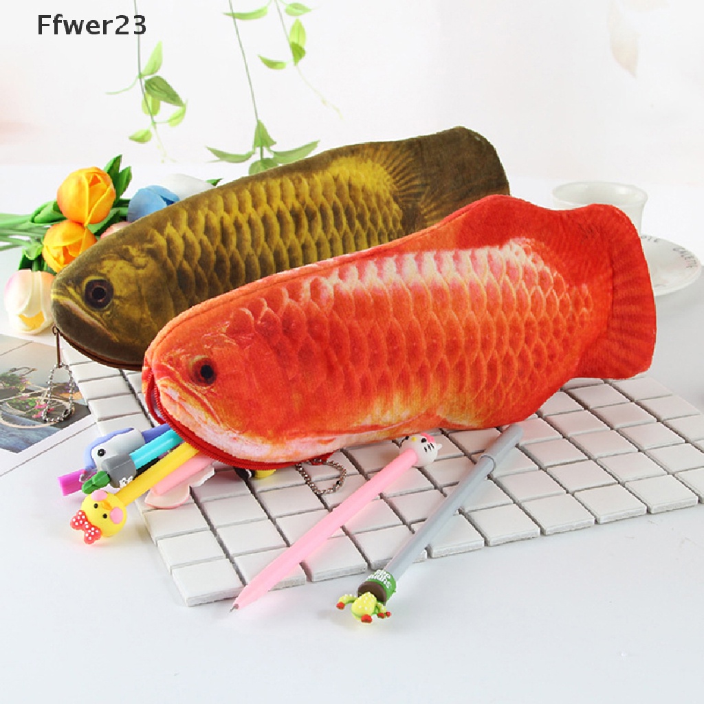Ffwer23 3D Golden Arowana Fish Pencil Case Kawaii Korea Style Cloth ...