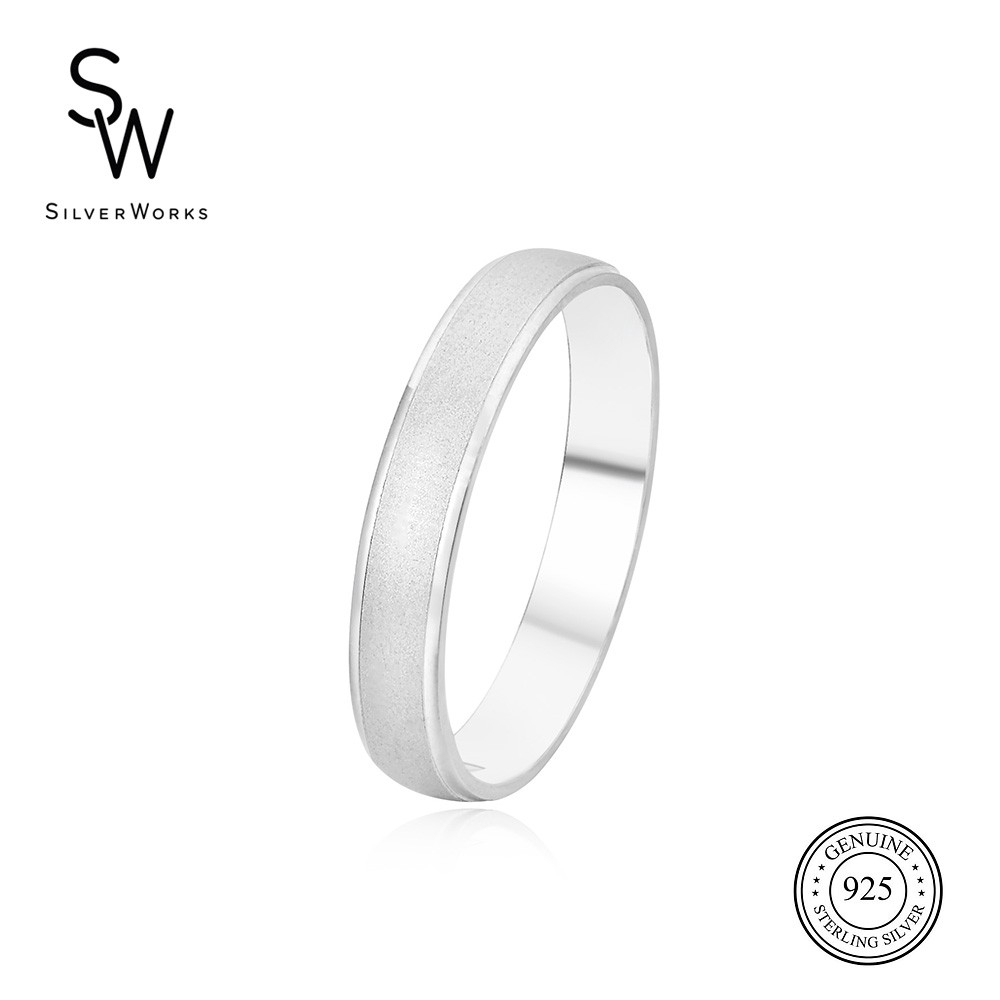 Silverworks 925 Sterling Silver Sanblasted Band Ring Unisex R42885 ...