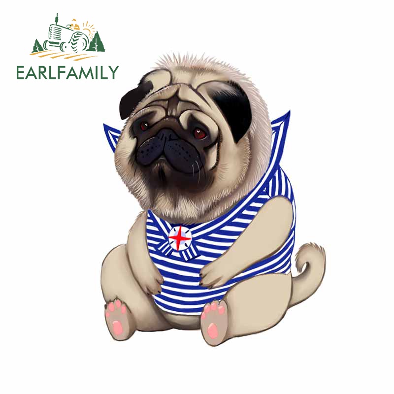 EARLFAMILY 13cm x 10cm for Pug Draw Vinyl Car Sticker Personality ...