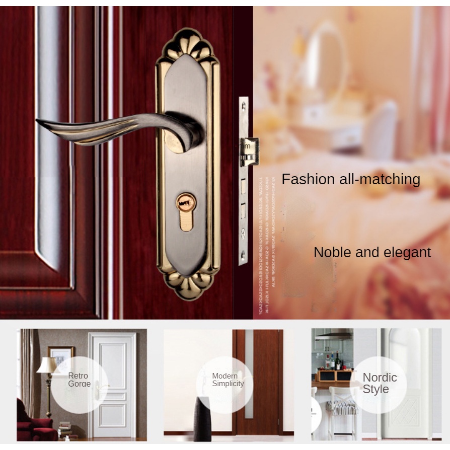 (COD)304 stainless steel door lock set silent door handle anti-theft ...