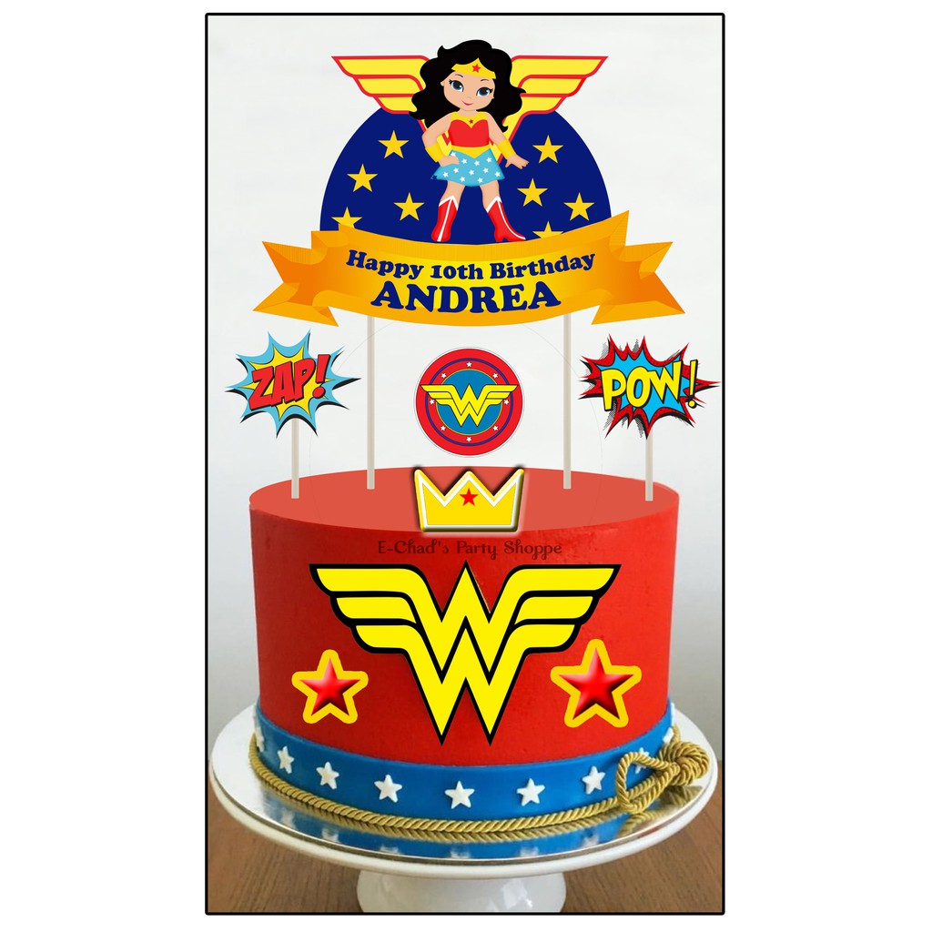 WONDERWOMAN Cake Topper Set (FREE Customize Name) | Shopee Philippines