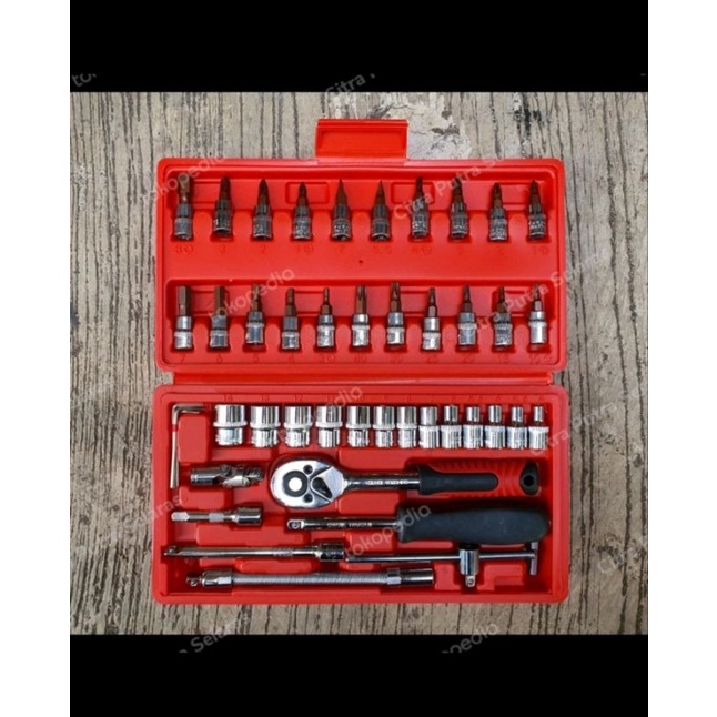 46pcs/set 1/4" DR SOCKET KEYS (13PCS/SET SOCKET) + (HEX BIT SOCKET ...