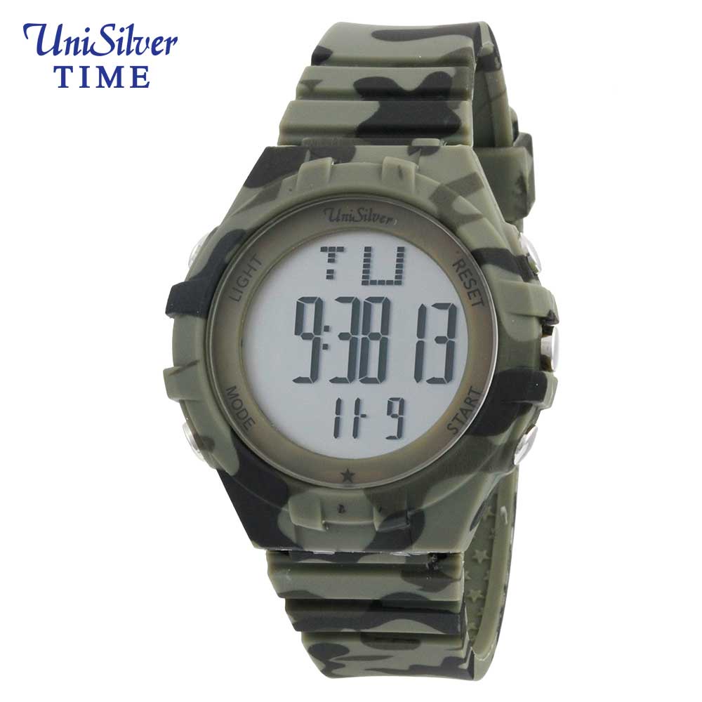 UniSilver TIME Men's Camouflage Black / Grey Digital Rubber Watch ...