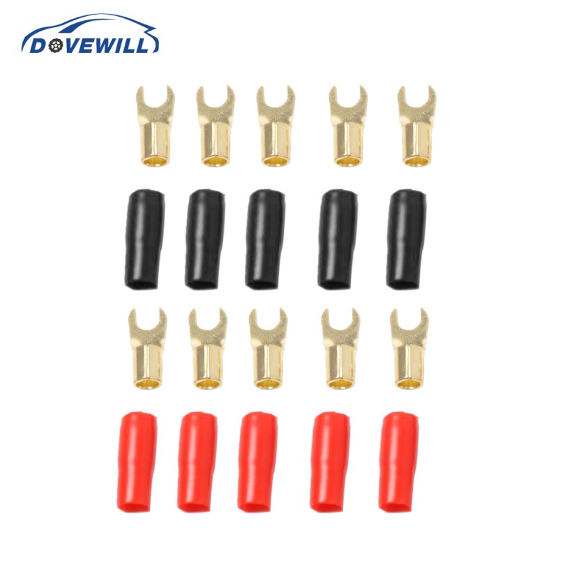 Dovewill 5 Pairs 8 AWG Car Audio Wire Fork Terminal Connector Brass ...