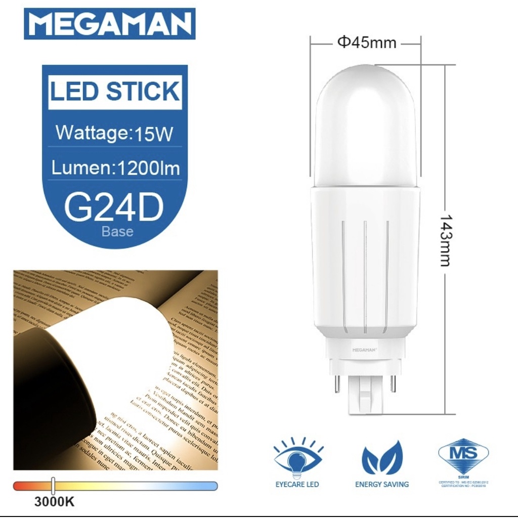 Megaman 15W LED PLC Stick Bulb (3000K-Warmwhite/4000K-Coolwhite/6500K-Daylight) | Shopee Philippines