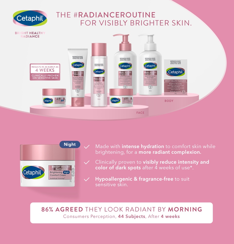 Cetaphil Brightening Night Comfort Cream 50g (Evens Skin Tone With ...