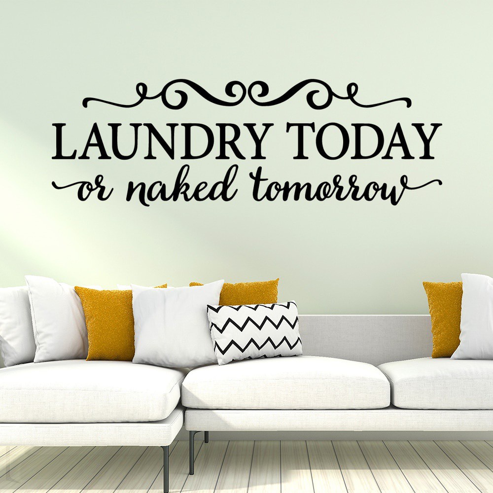 Retro Laundry Text Wall Stickers For Laundry Room Mural Decals ...