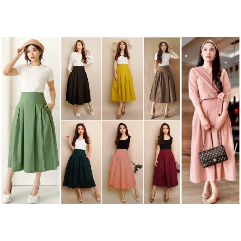 ️ ️ Recommended ️ PREMIUM MYLIE MIDI SKIRT [ UNIQLO or DENIM LINEN ...