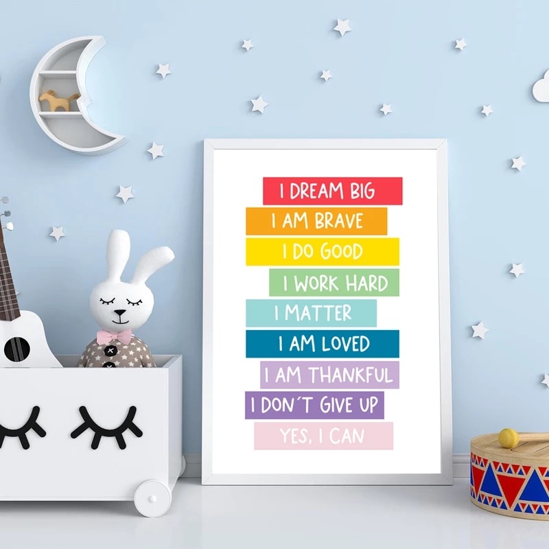 Frameless Kids Positive Affirmation Poster Mindfulness Prints ...