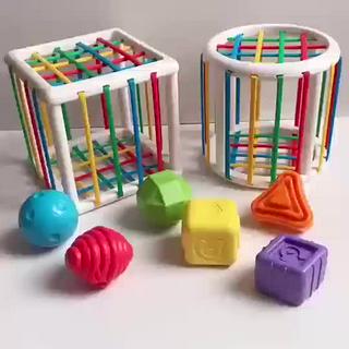 Baby Rainbow Stacking Colorful Shape Blocks Early Teaching Rubik's Cube ...