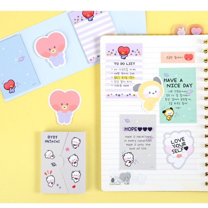 7 Styles KPOP BTS BT21 Cute Cartoon Memo Pad Stickers Decal Sticky ...