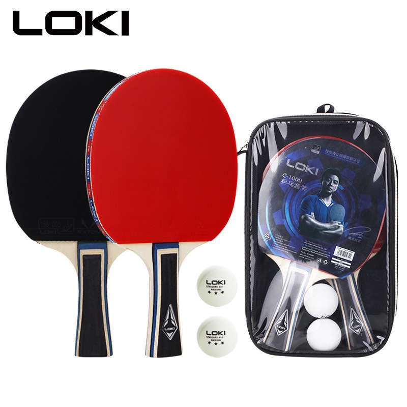 Loki C1000 Ping Pong Racket Set of 2 Pc Table Tennis Rackets with 5 Wood Blade & ITTF Approved ...
