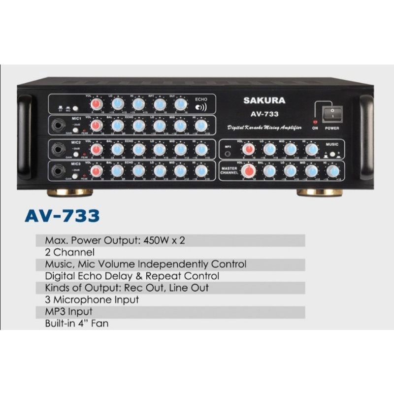 SAKURA AV-733 PROFESSIONAL MIXING AMPLEFIER 450W x 2 | Shopee Philippines