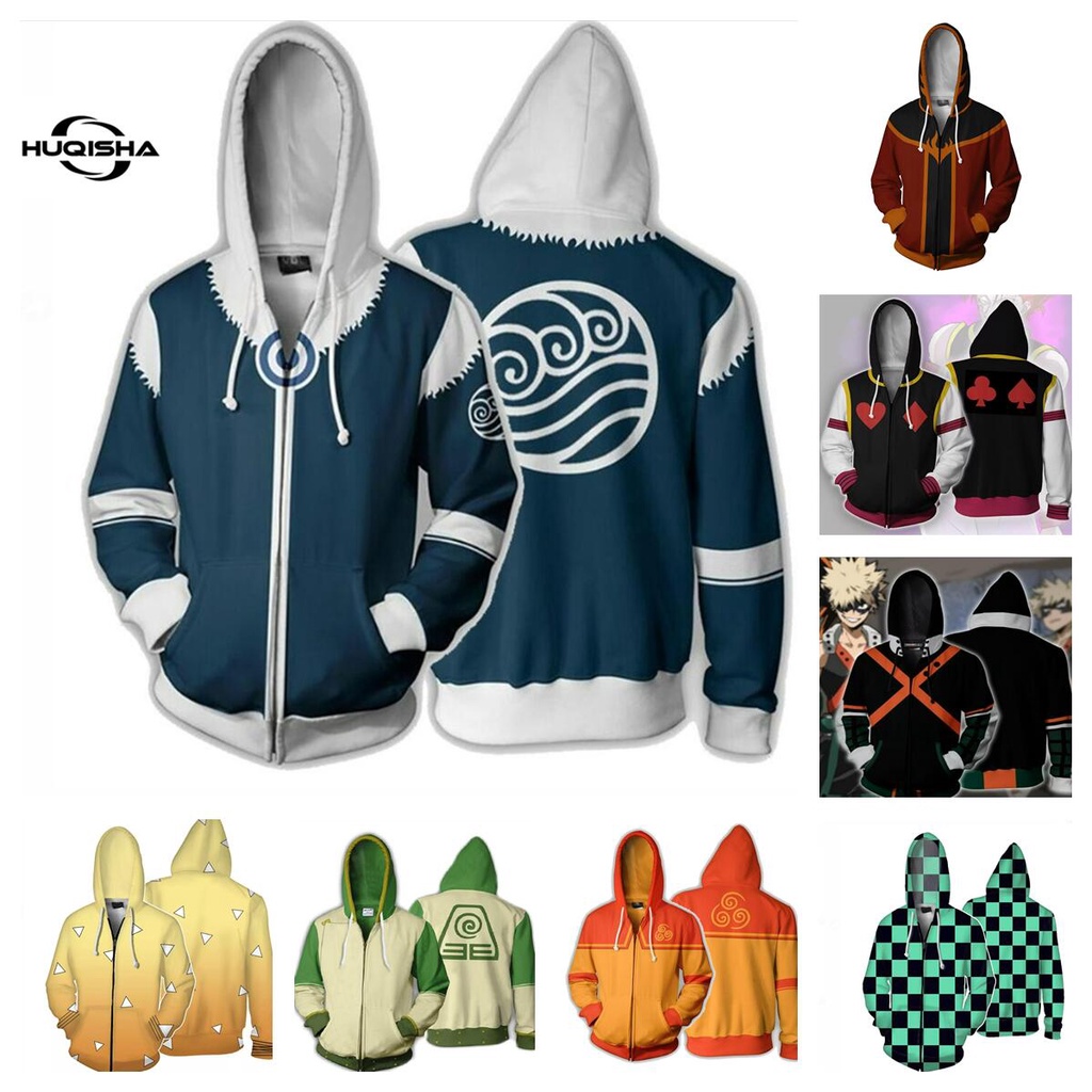 Anime Zipper Hoodies Avatar Last Airbender 3D Print Streetwear ...